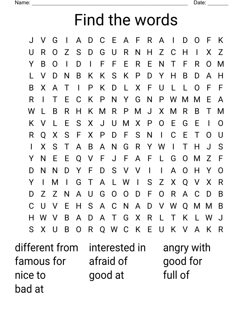 Find the words Word Search - WordMint