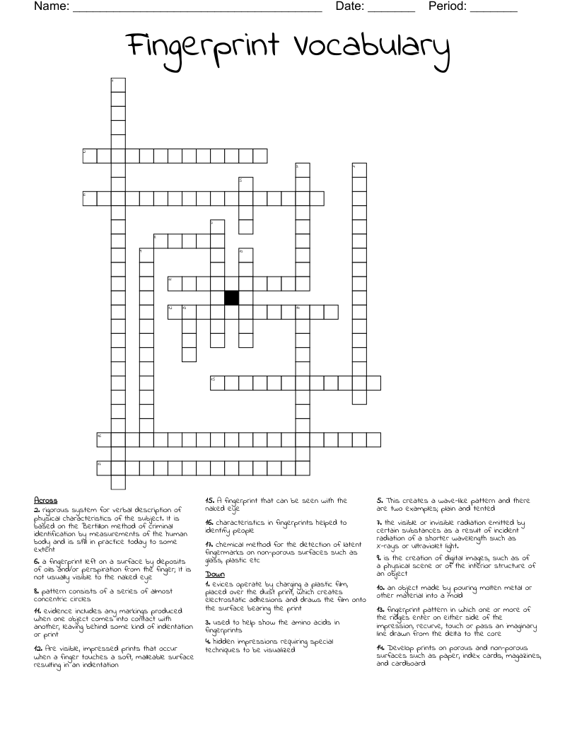 Fingerprint Vocabulary Crossword WordMint