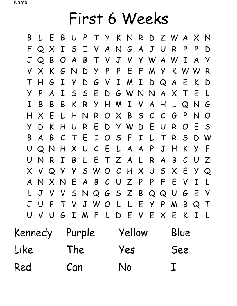 First 6 Weeks Word Search - WordMint