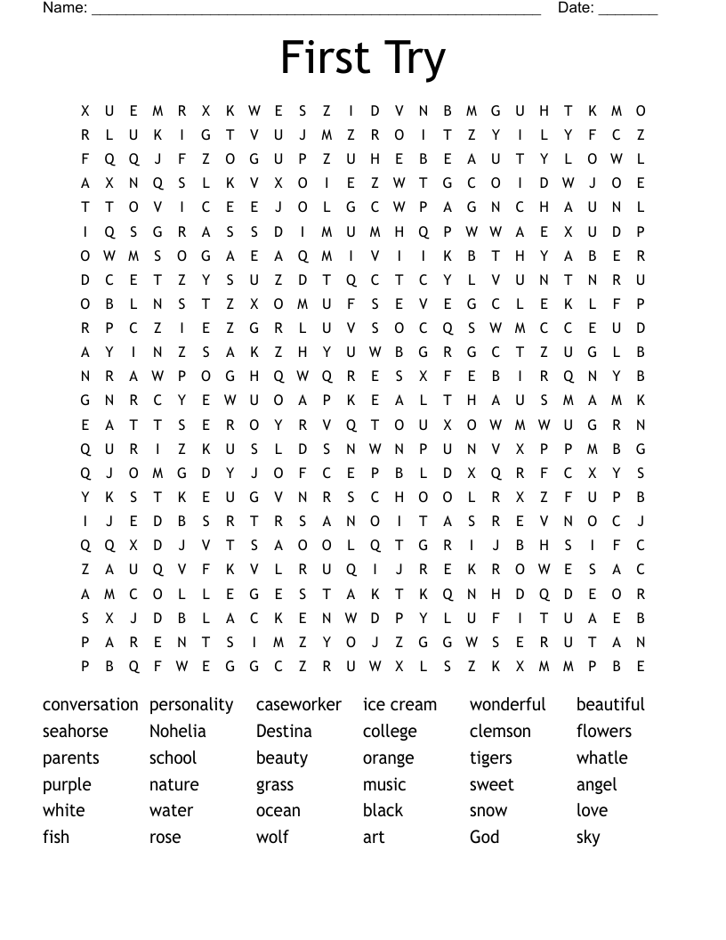 First Try Word Search - WordMint