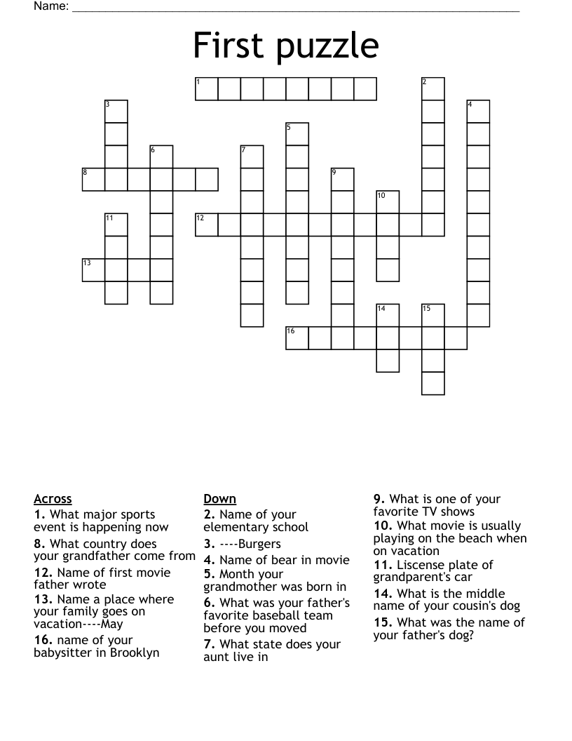 First puzzle Crossword - WordMint