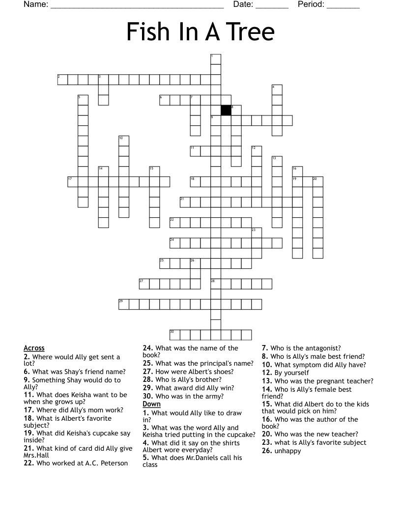 Fish In A Tree Chp 1 23 Crossword WordMint