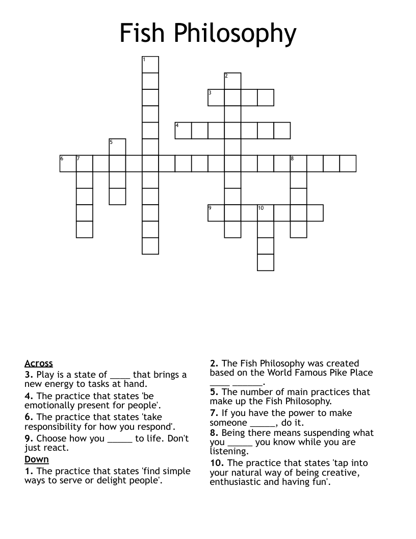 Fish Philosophy Crossword WordMint