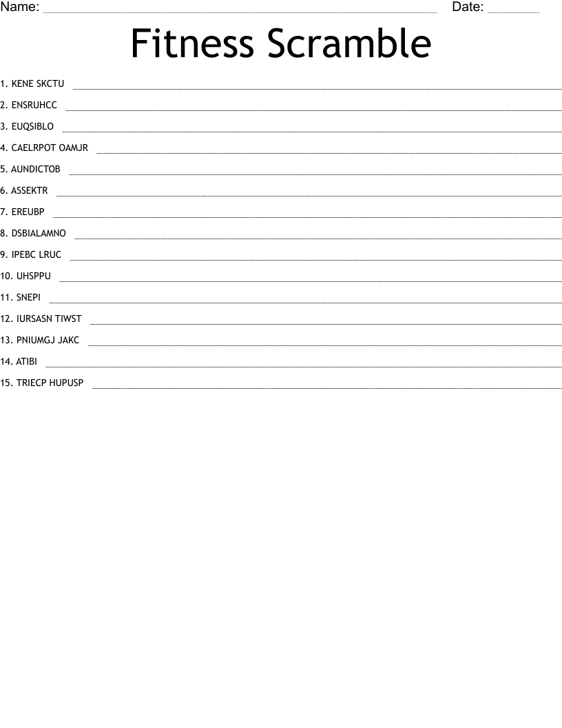 Fitness Scramble - WordMint