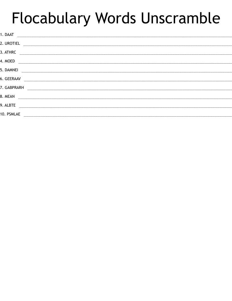 Flocabulary Words Unscramble - WordMint