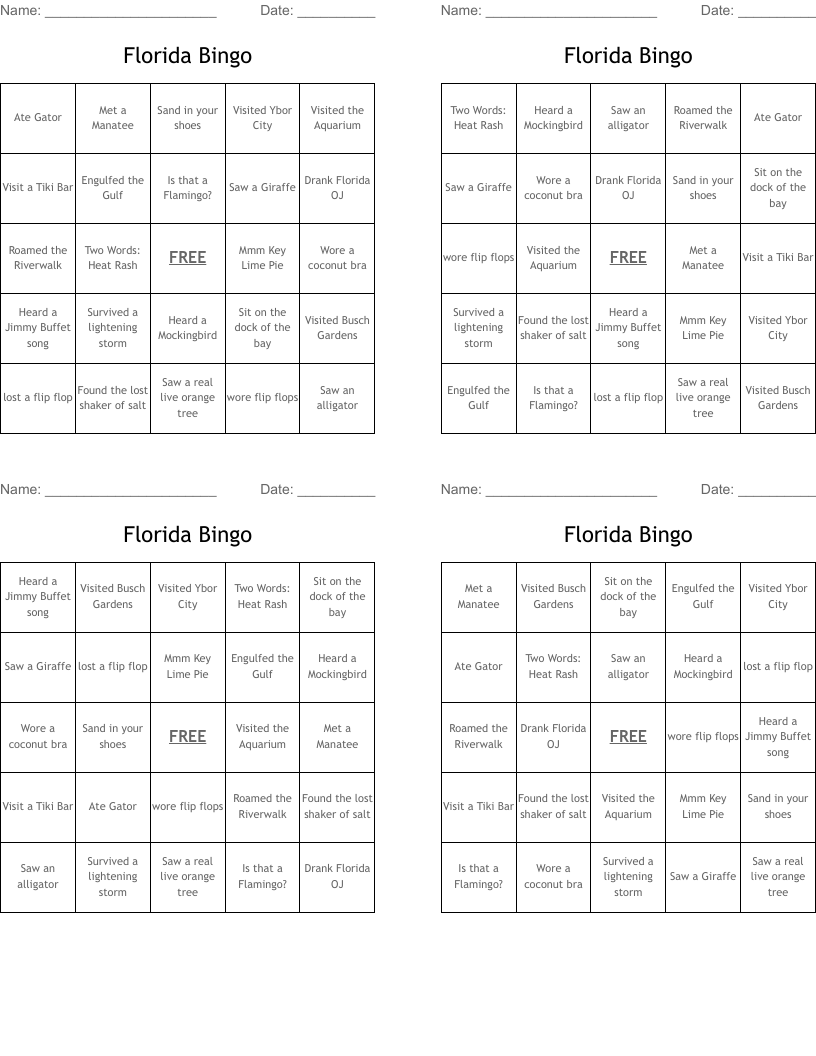 Florida Bingo WordMint