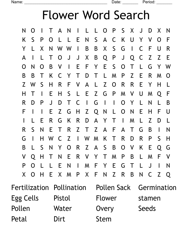 Flower Word Search WordMint
