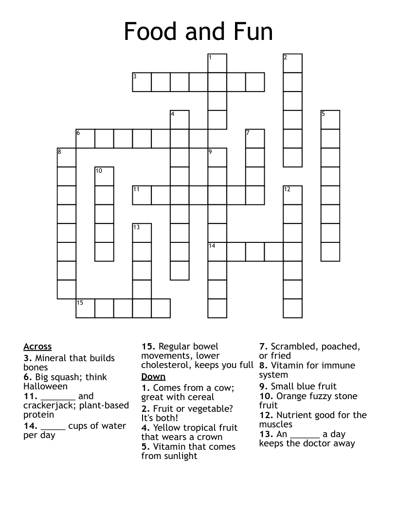 Food and Fun Crossword - WordMint