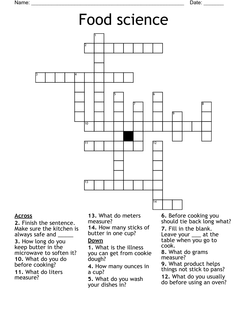 Food science Crossword - WordMint