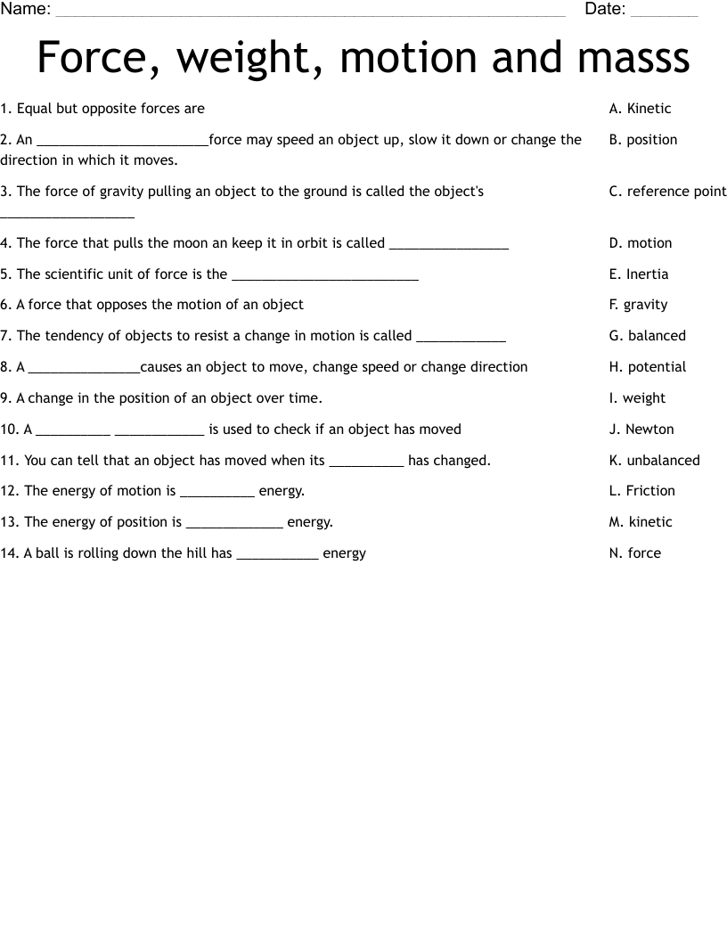 Understanding Weight And Mass Worksheet Weight And Volume Measure