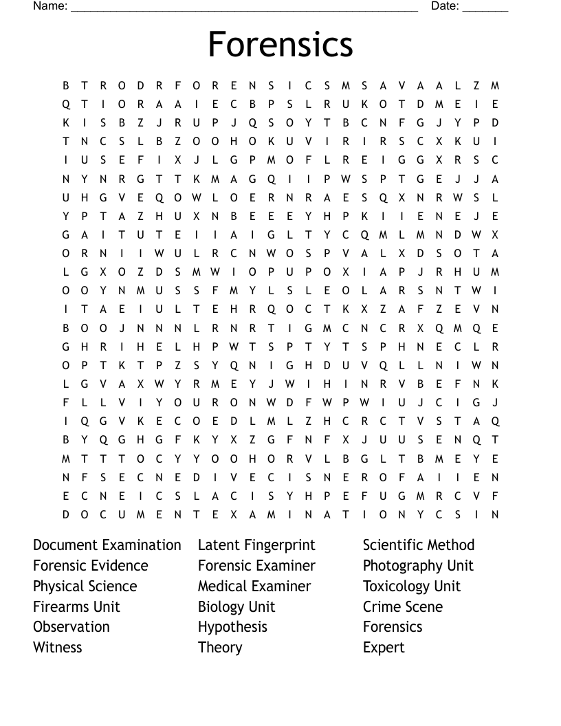 Forensics Word Search WordMint