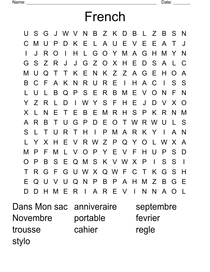 French Word Search - WordMint