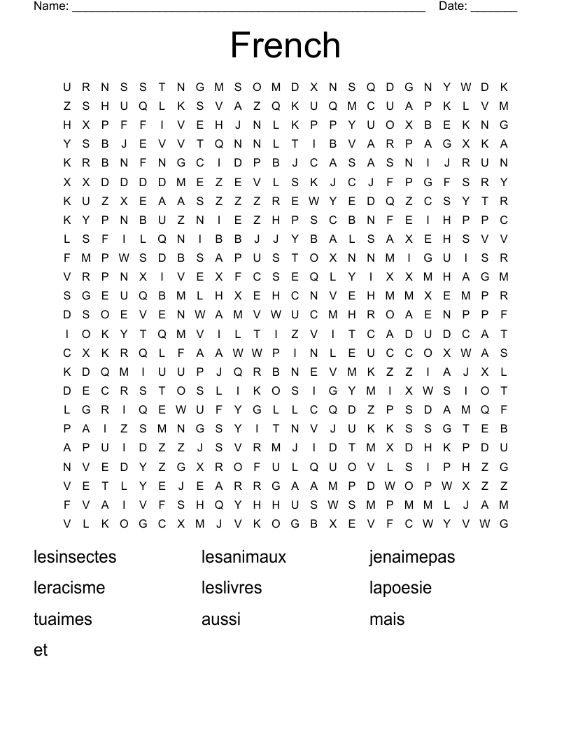 French Word Search - WordMint