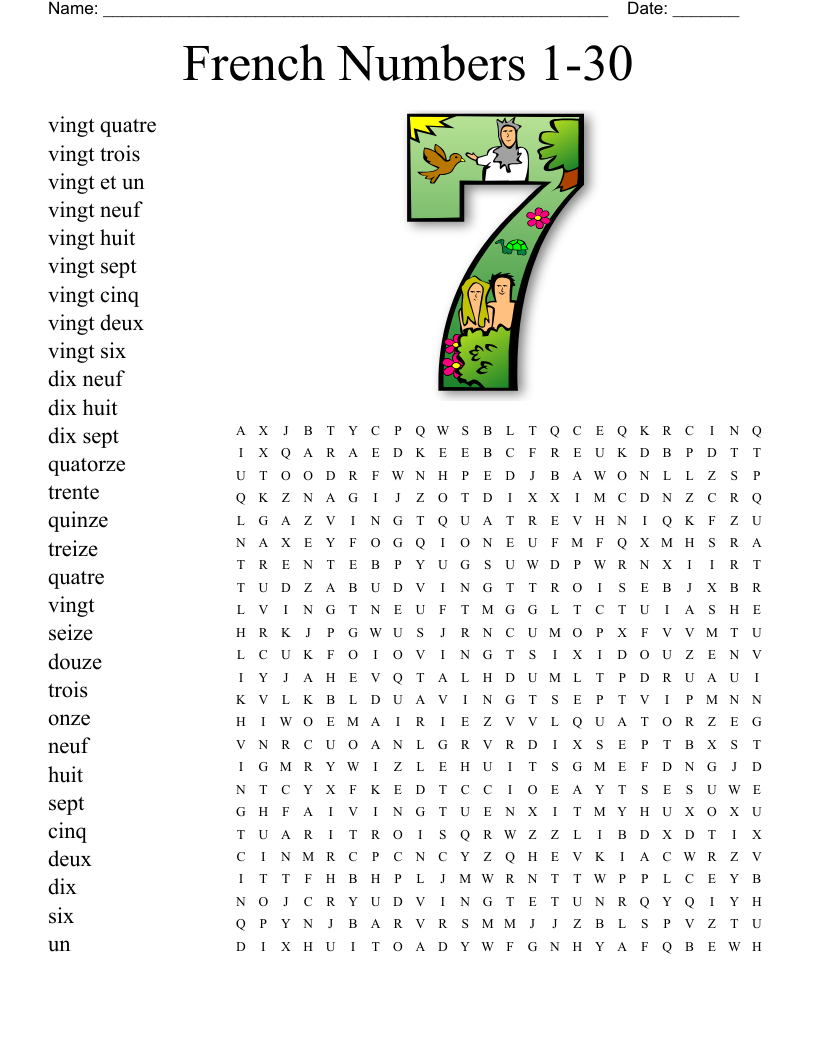 Les Nombres De 0 30 Crossword WordMint