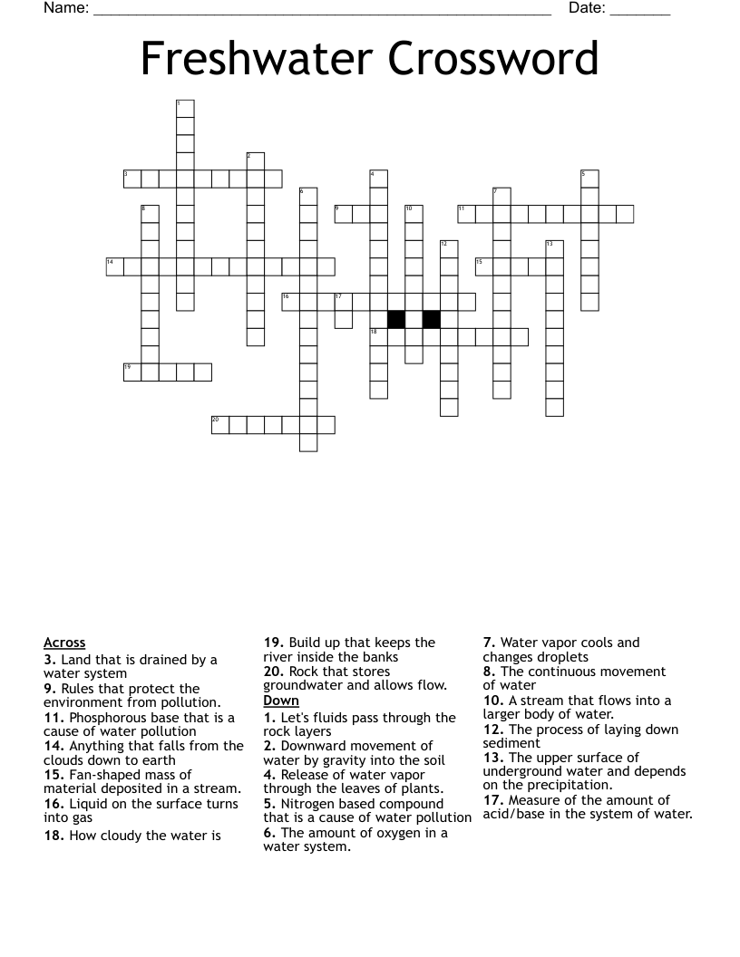 Freshwater Crossword - WordMint