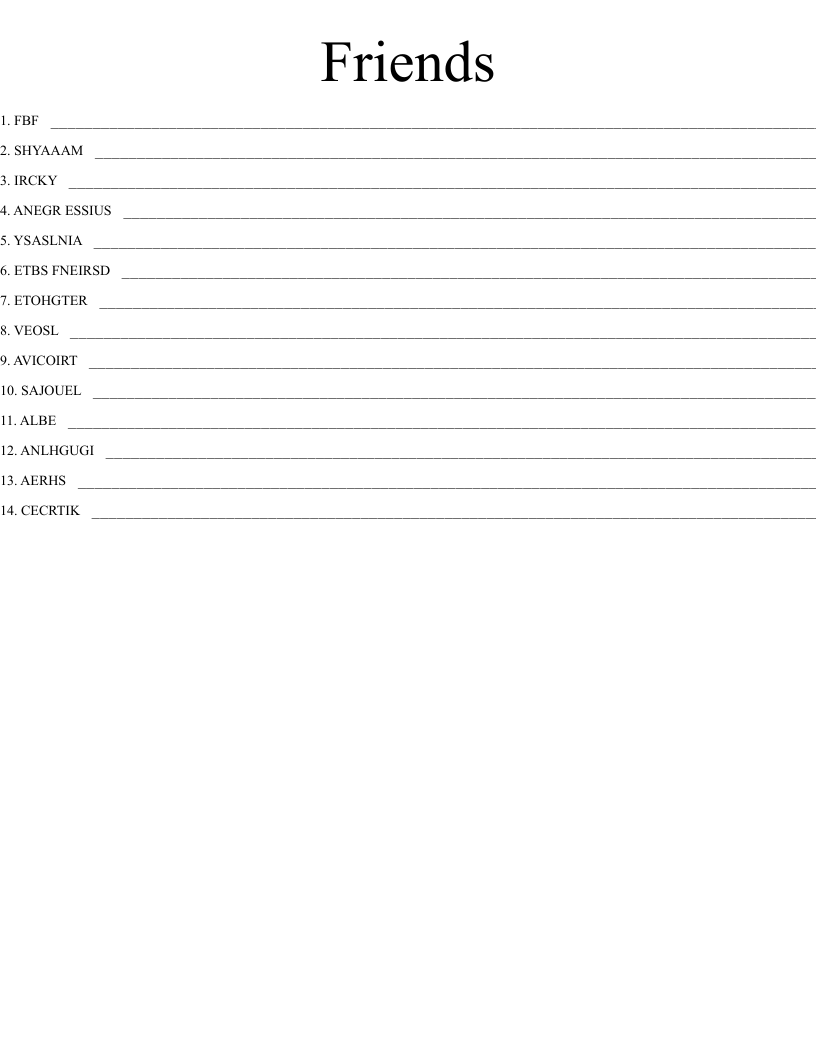 Friends Word Scramble - WordMint