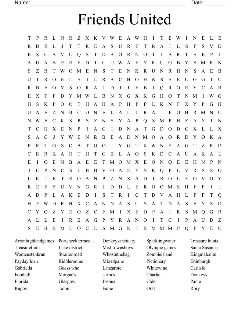 Friends United Word Search - WordMint