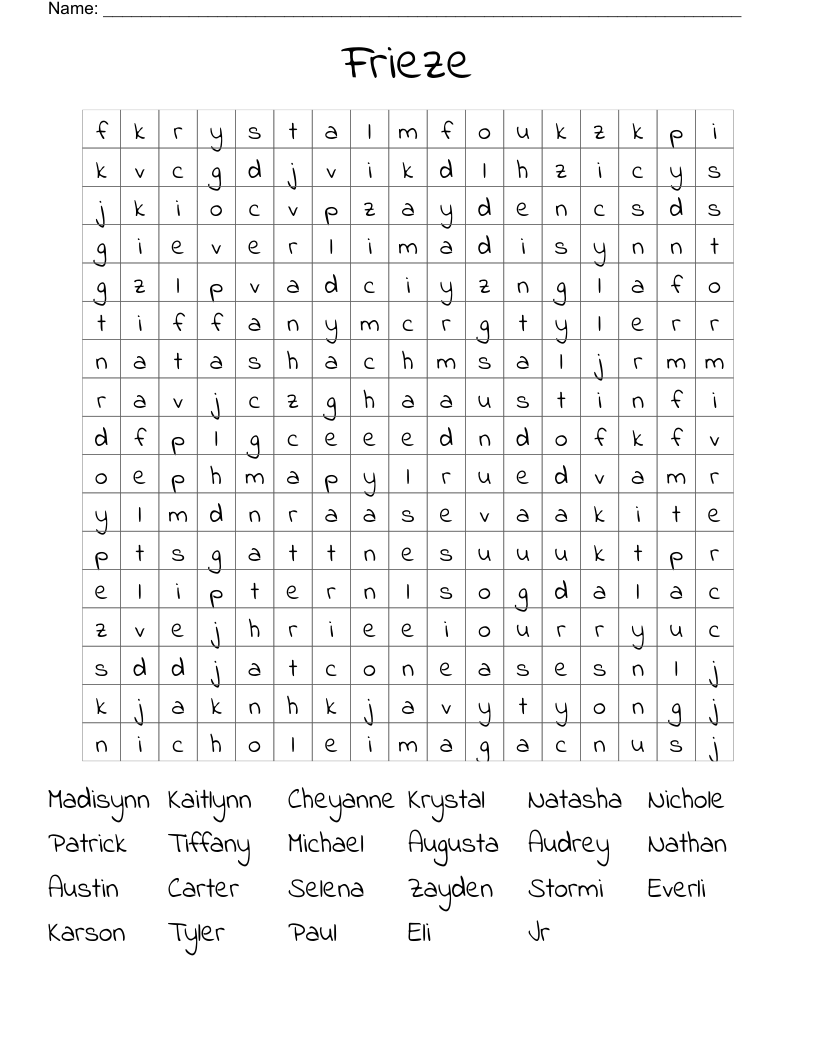 Frieze Word Search - WordMint