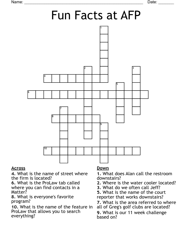 Fun Facts at AFP Crossword - WordMint