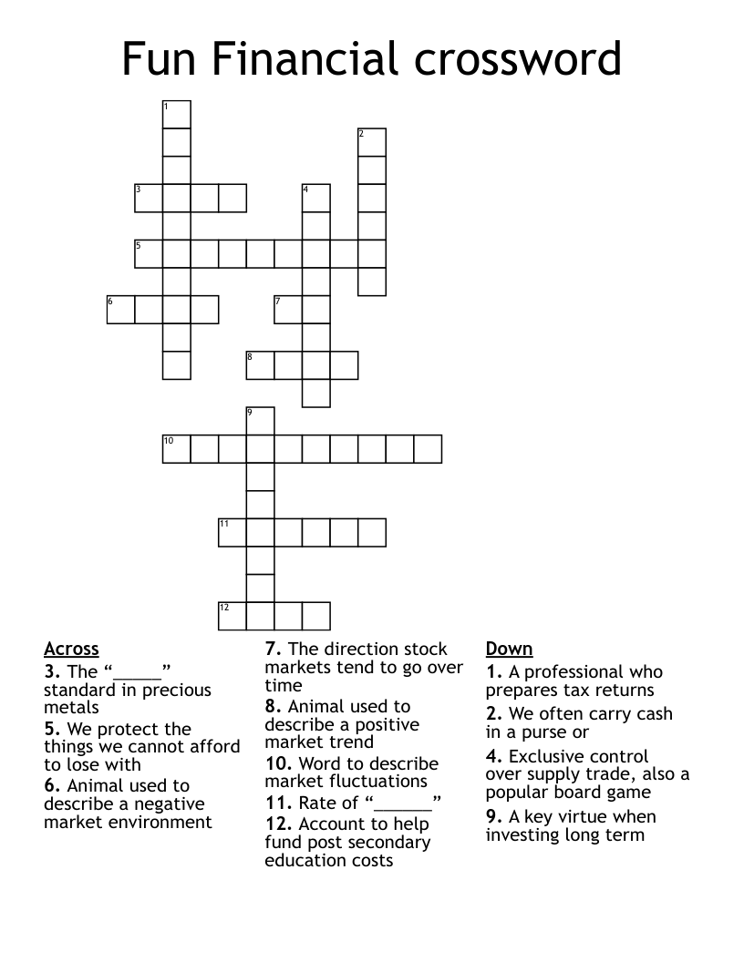 Fun Financial crossword - WordMint