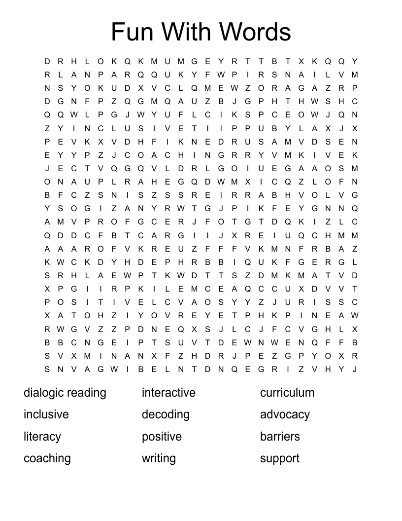 Fun With Words Word Search - WordMint