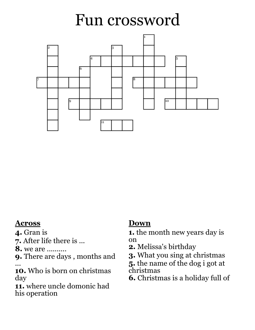Fun crossword - WordMint