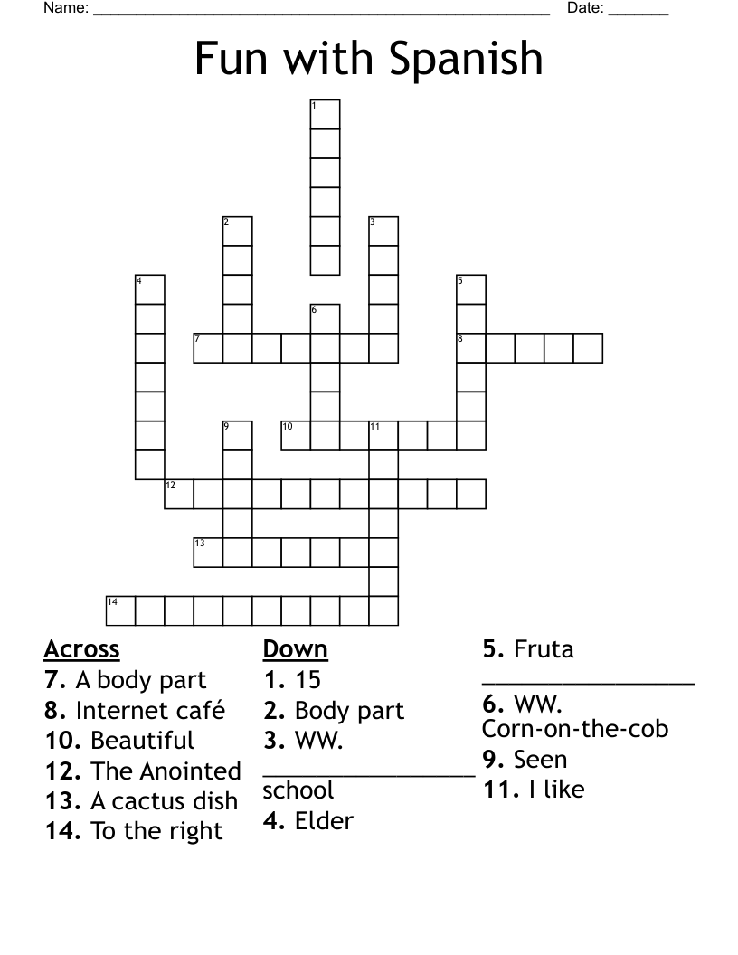Fun with Spanish Crossword - WordMint