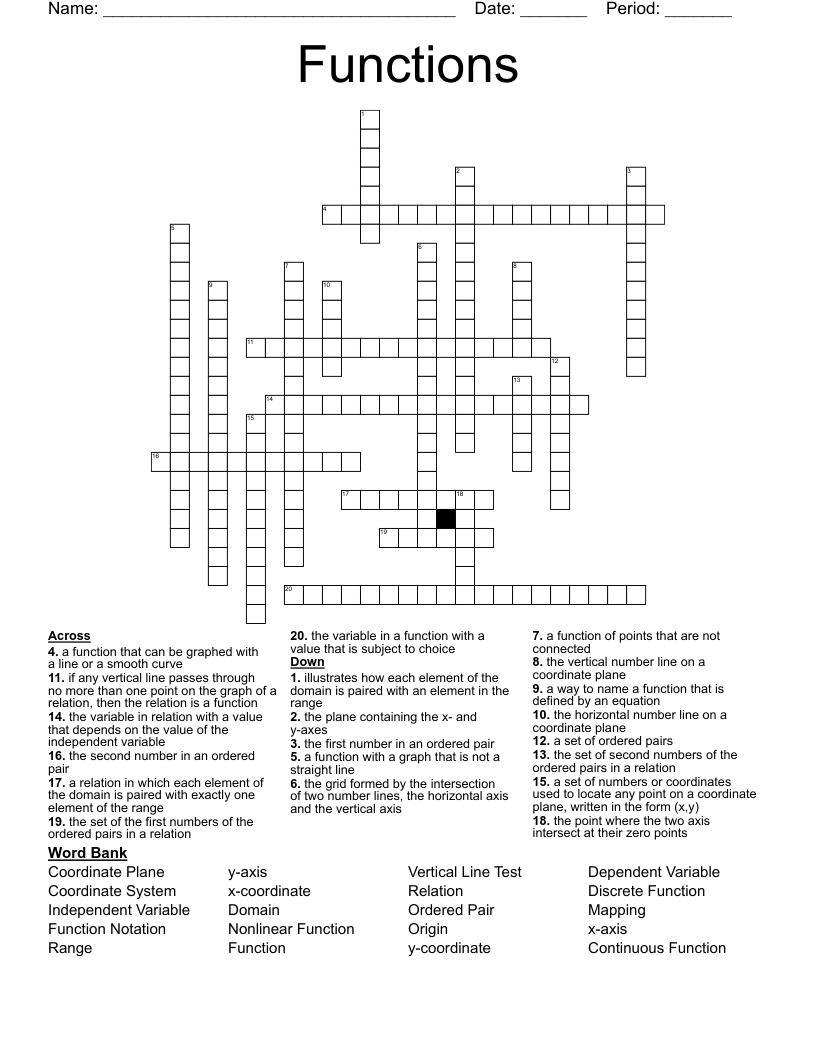 Functions Crossword WordMint