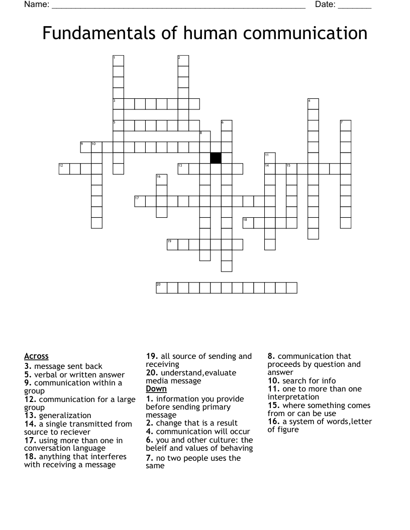 Fundamentals of human communication Crossword - WordMint