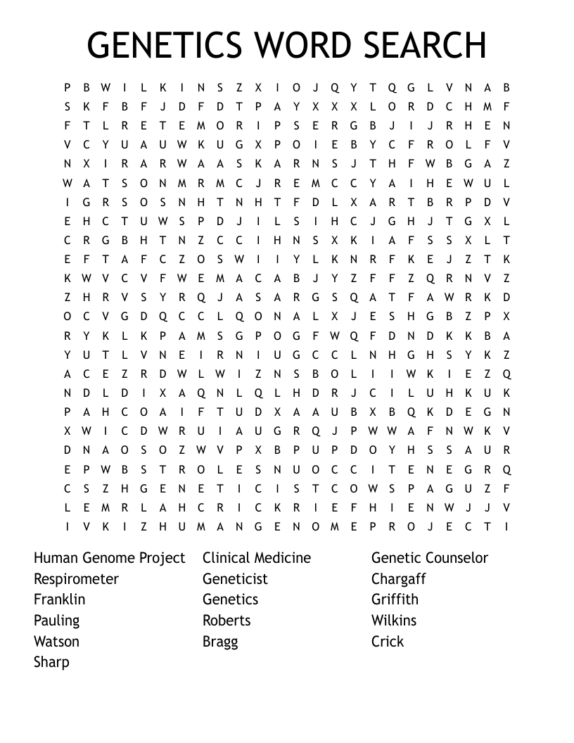 GENETICS WORD SEARCH - WordMint