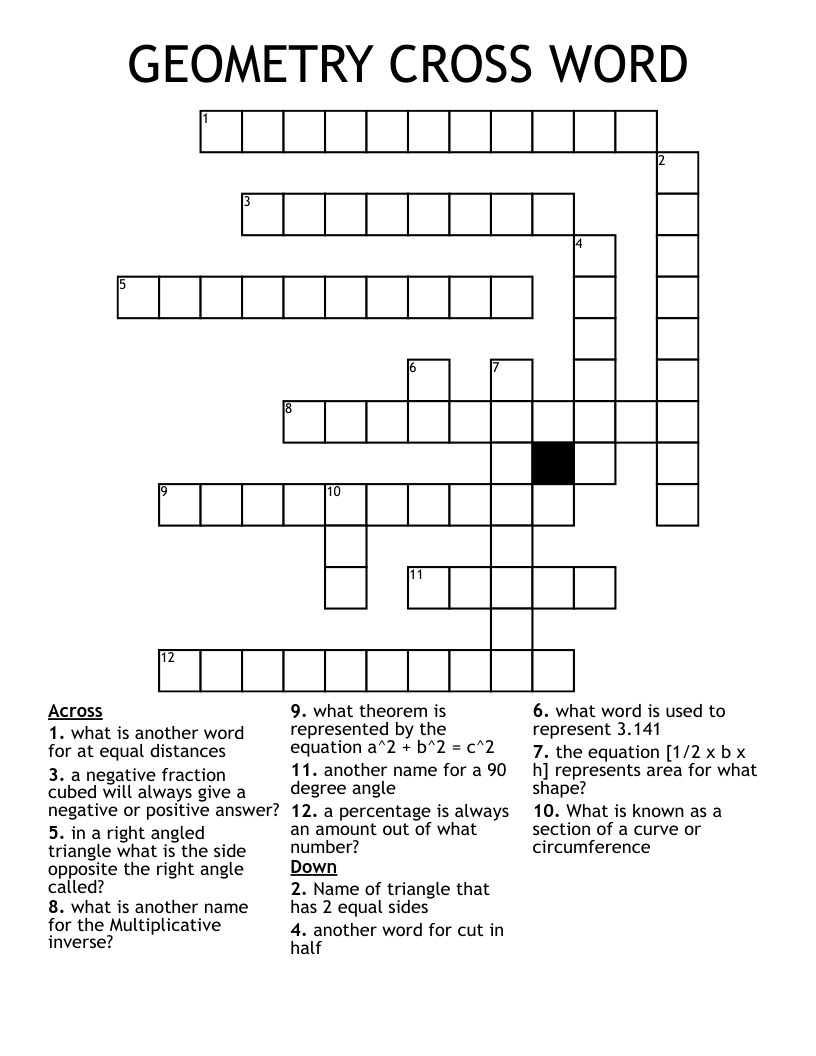 GEOMETRY CROSS WORD - WordMint