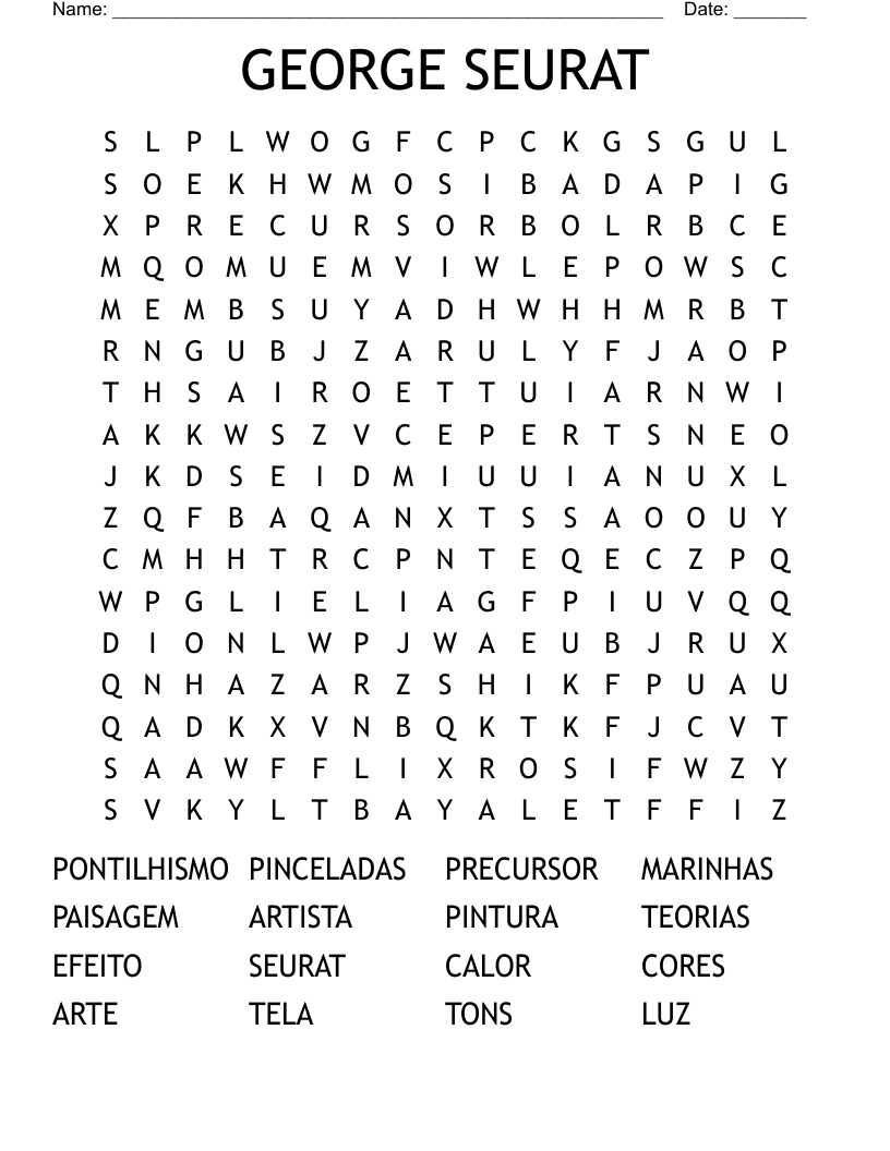 GEORGE SEURAT Word Search - WordMint