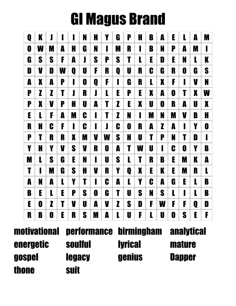 GI Magus Brand Word Search - WordMint