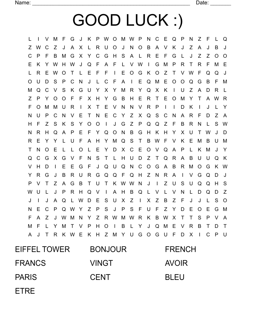 GOOD LUCK :) Word Search - WordMint