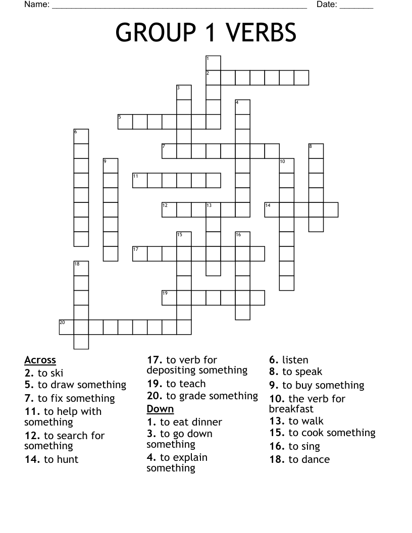 GROUP 1 VERBS Crossword - WordMint