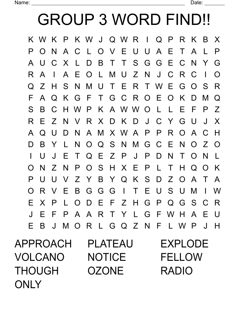 GROUP 3 WORD FIND!! Word Search - WordMint