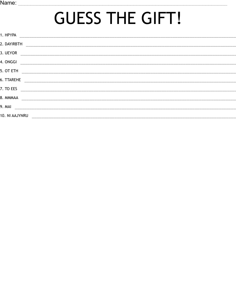 GUESS THE GIFT! Word Scramble - WordMint