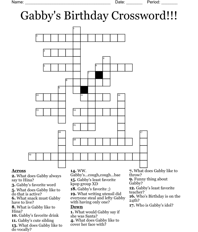 Happy Birthday Aaron Crossword Wordmint