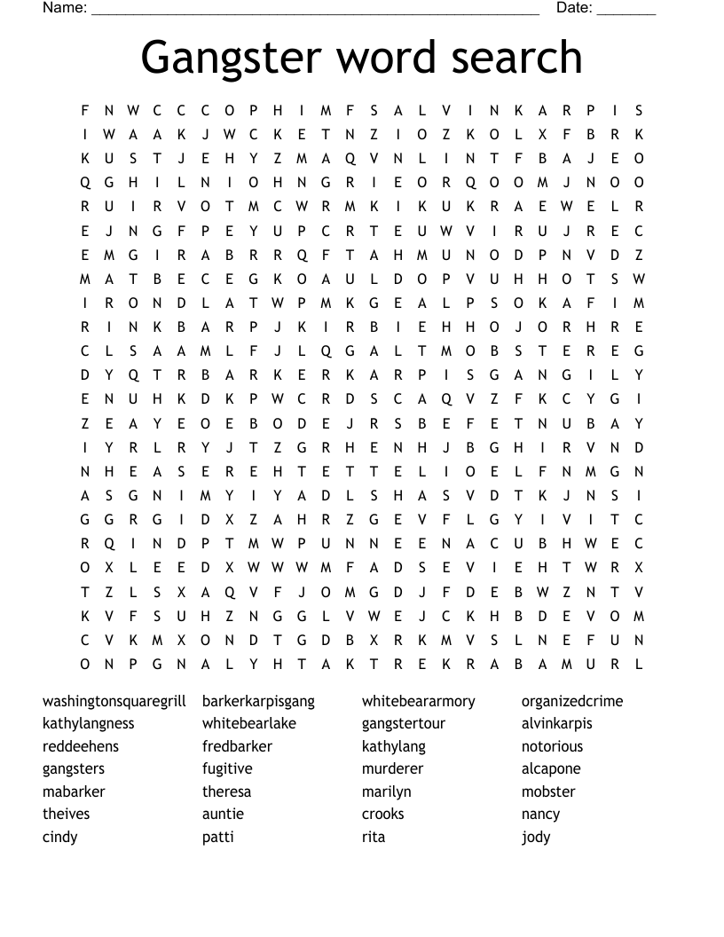 Gangster word search - WordMint