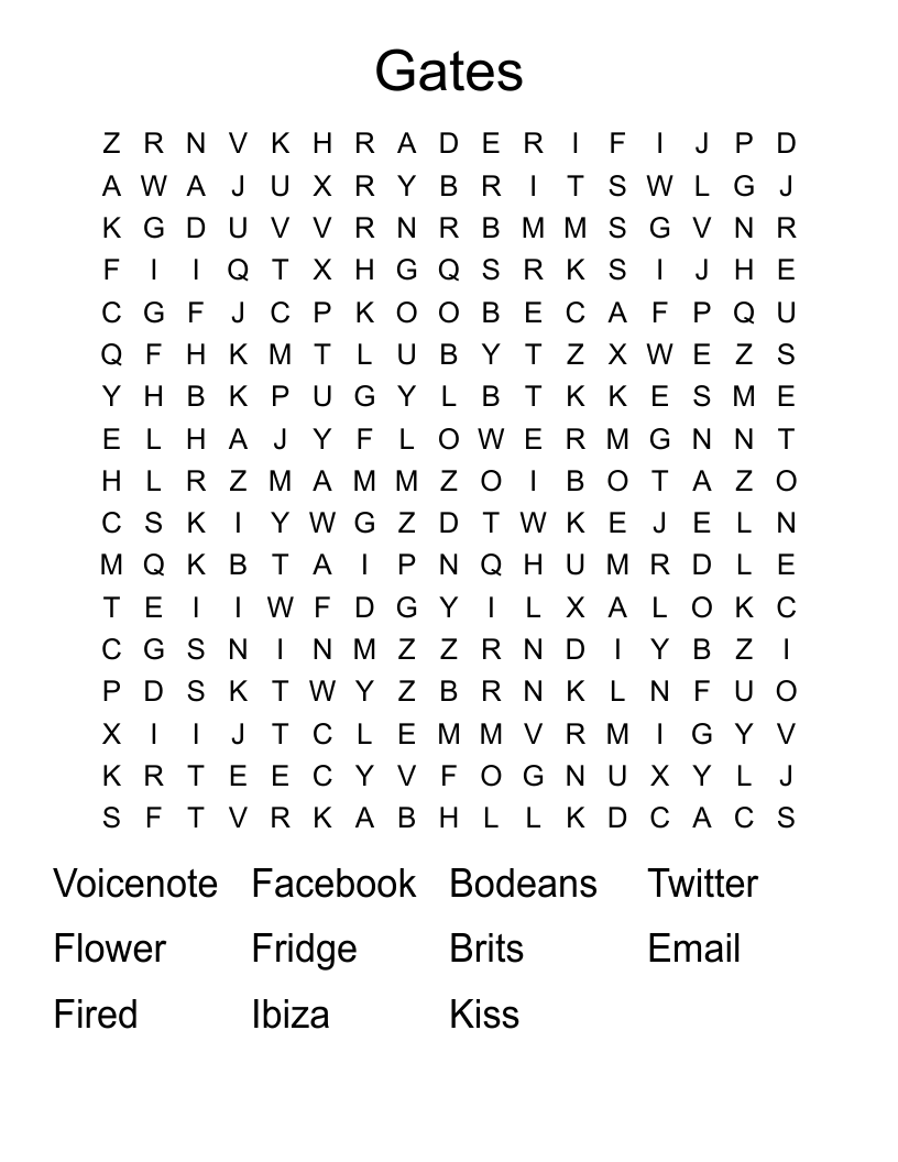 Gates Word Search - WordMint