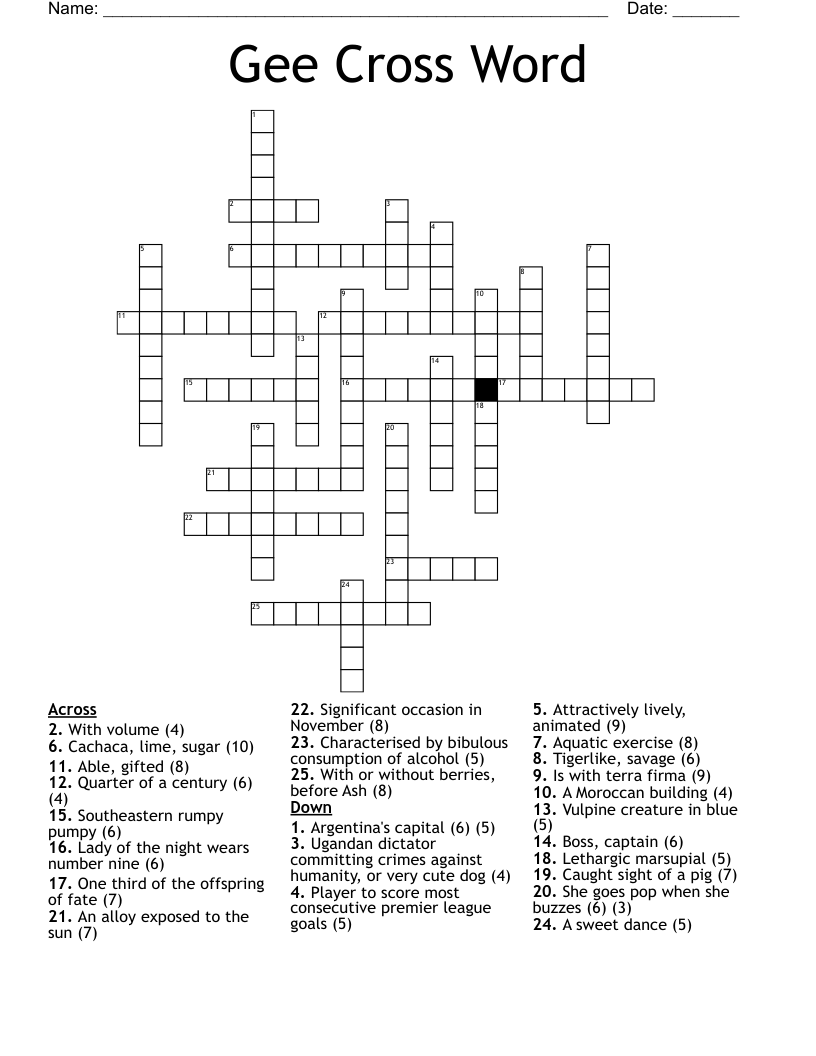 Gee Cross Word - WordMint