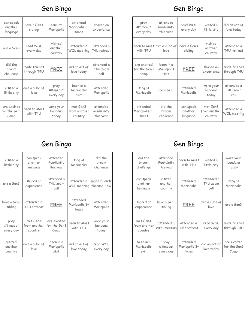 Gen Bingo - WordMint