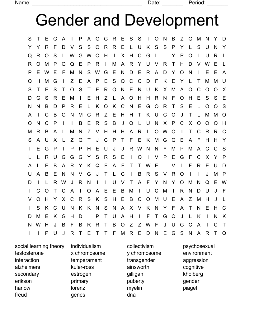 Gender and Development Word Search - WordMint