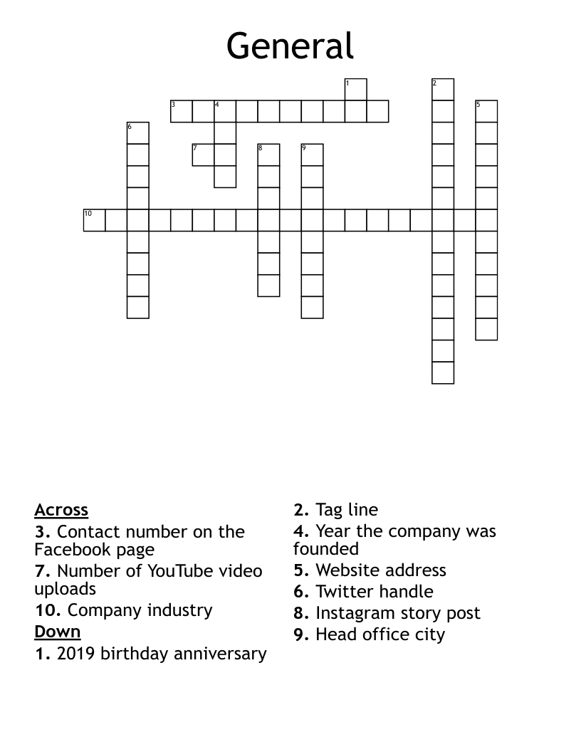 General Crossword - WordMint