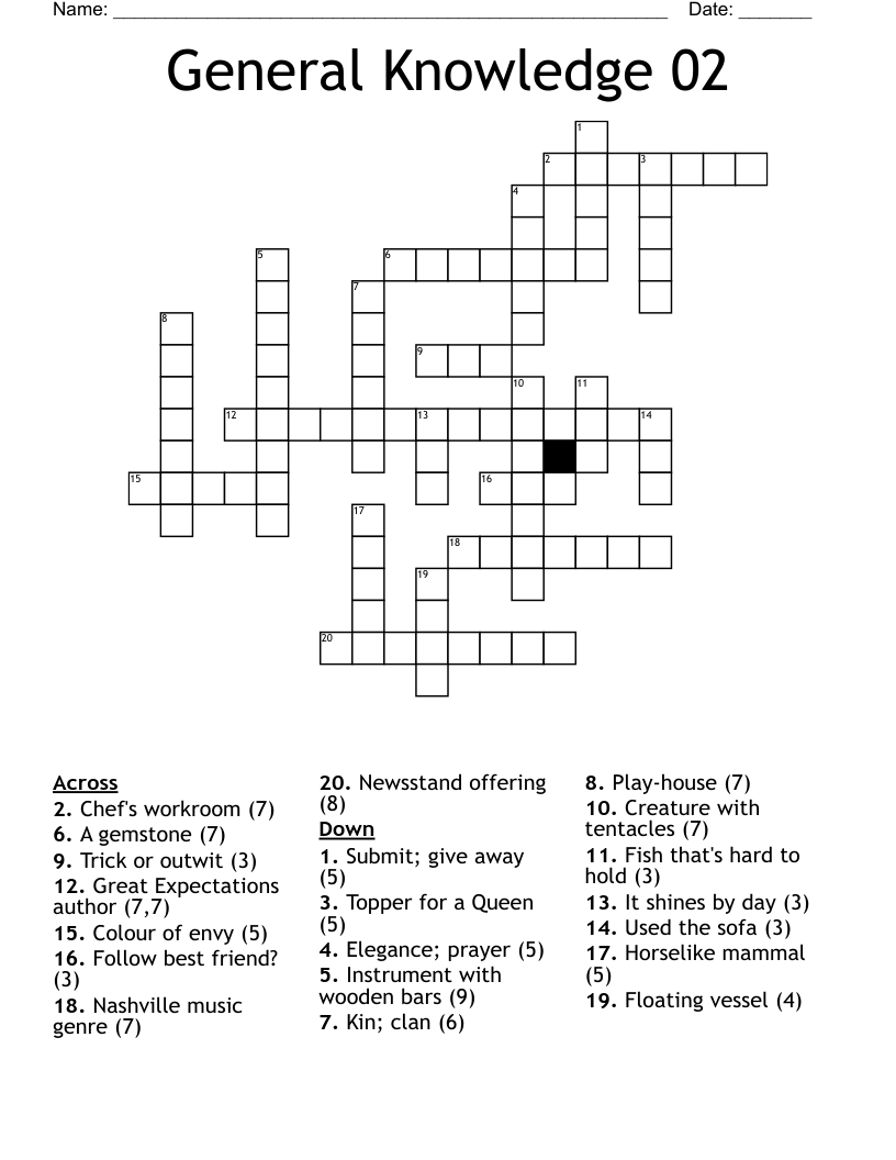 General Knowledge 02 Crossword - WordMint