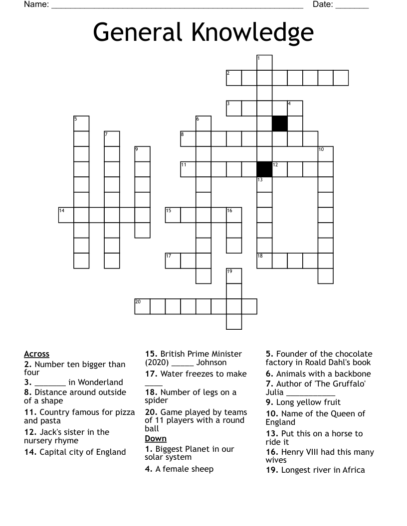 General Knowledge Crossword - WordMint