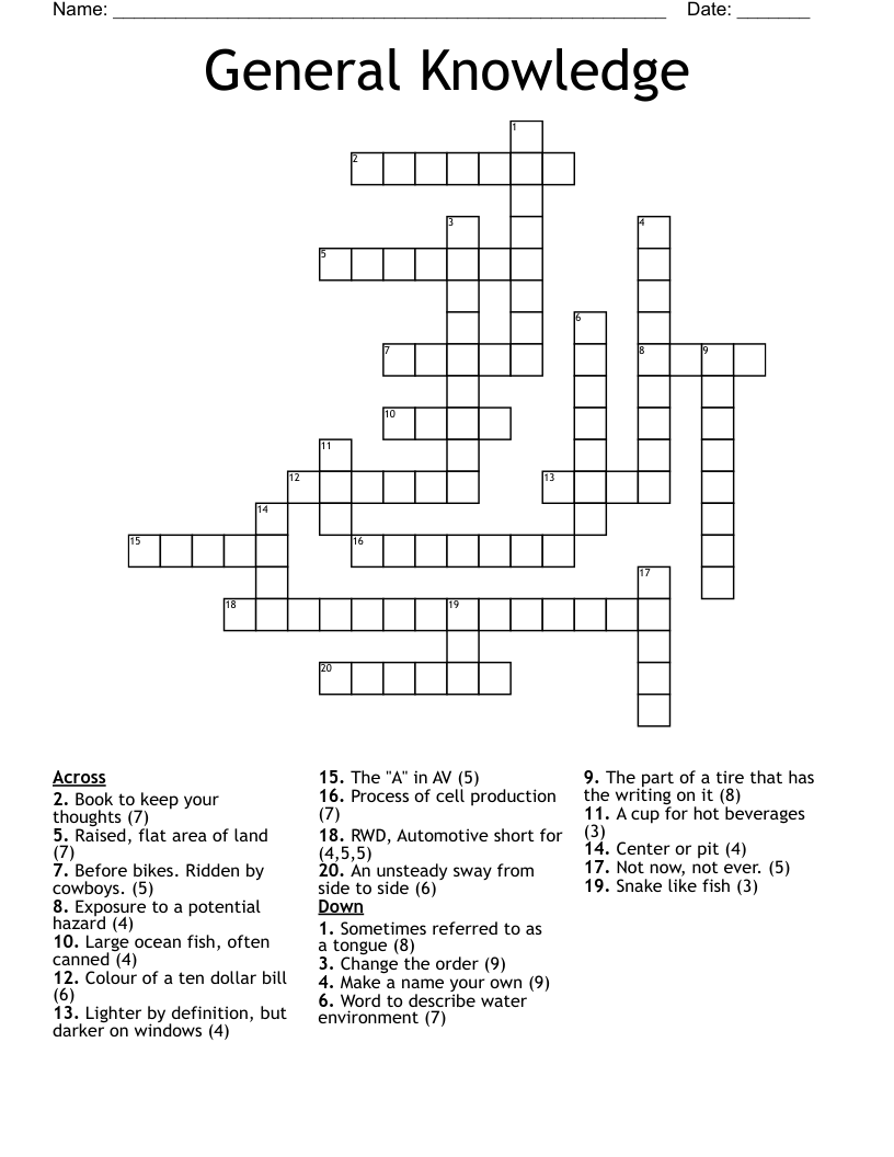 General Knowledge Crossword - WordMint