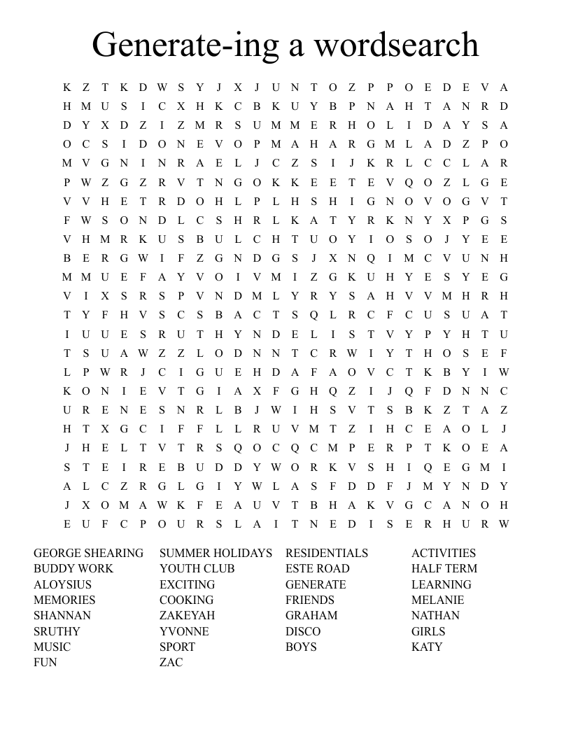 Generate-ing a wordsearch - WordMint