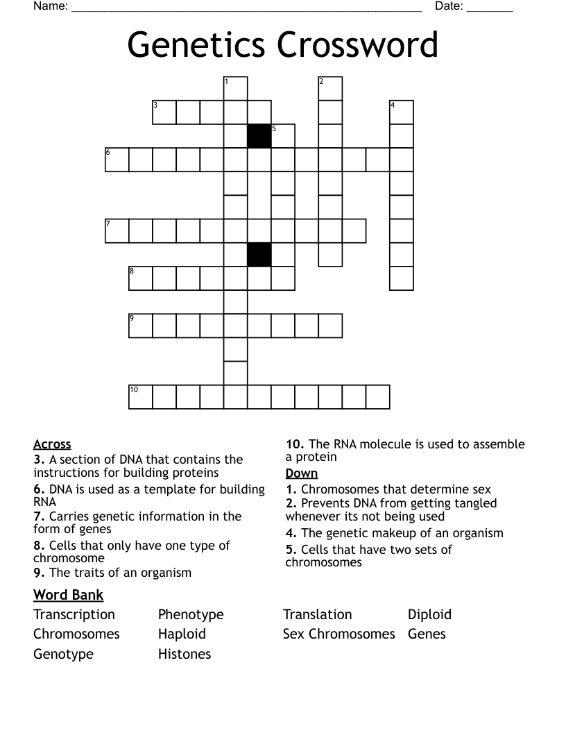 Genetics Crossword - WordMint