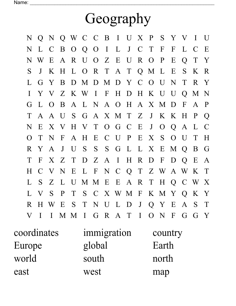 Geography Word Search - WordMint